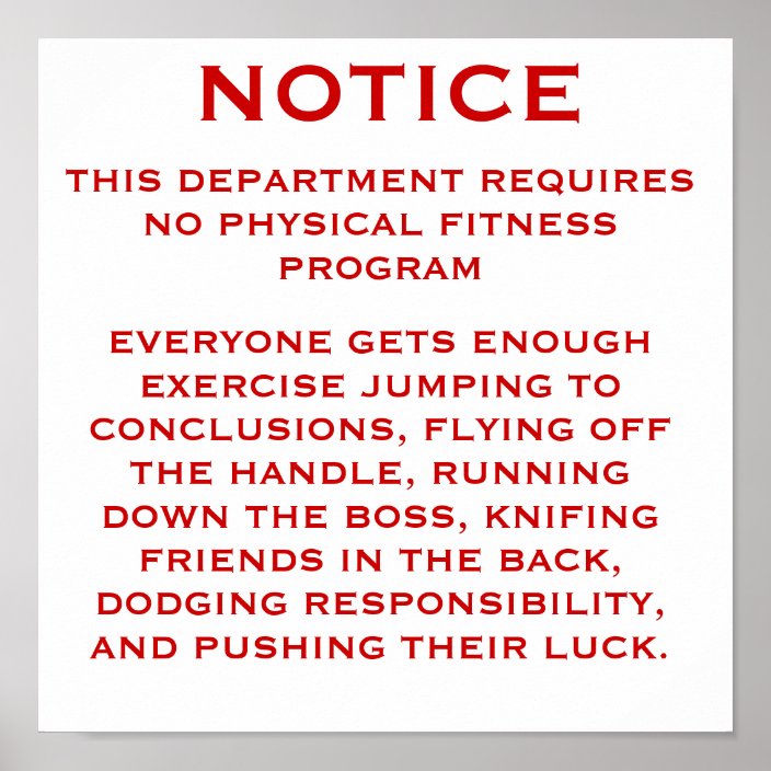 Fitness Program Notice Poster | Zazzle.com