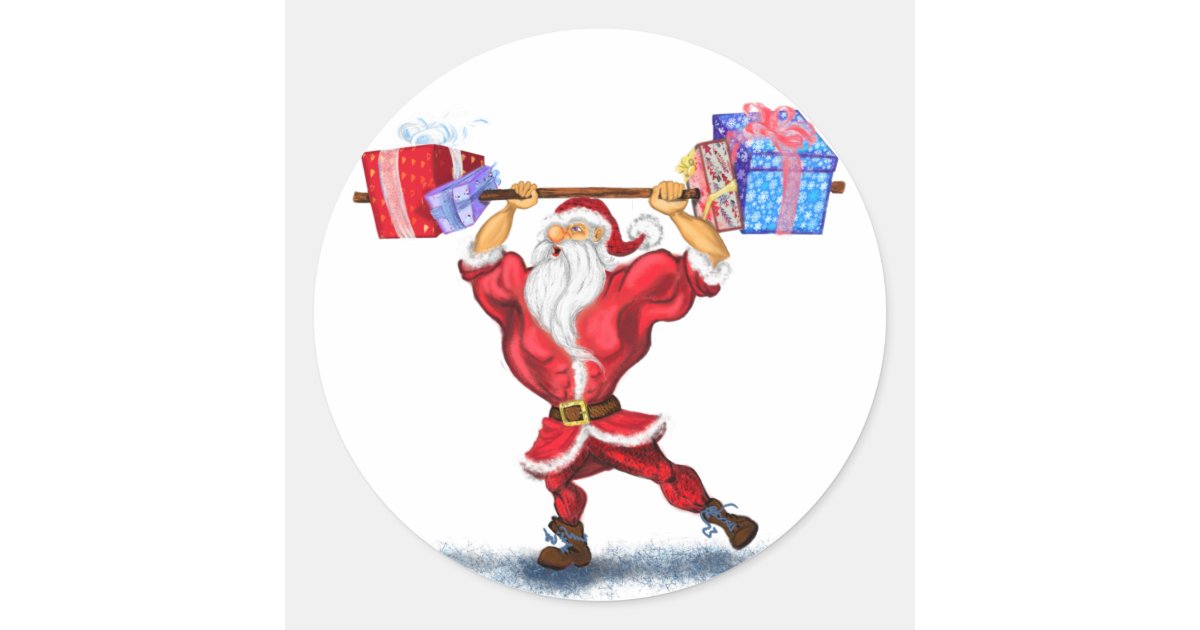Fitness Santa Claus Stickers | Zazzle