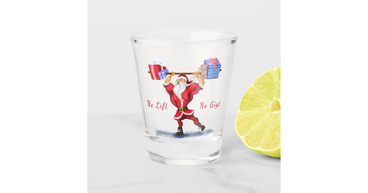 Fitness Santa Shot Glass Funny | Zazzle