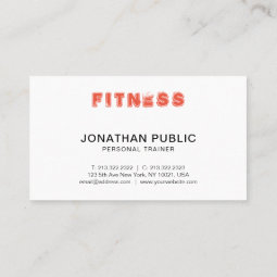 Fitness Sport Coach Personal Trainer Modern Business Card | Zazzle