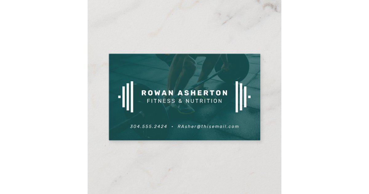 Fitness trainer business card with photo | Zazzle