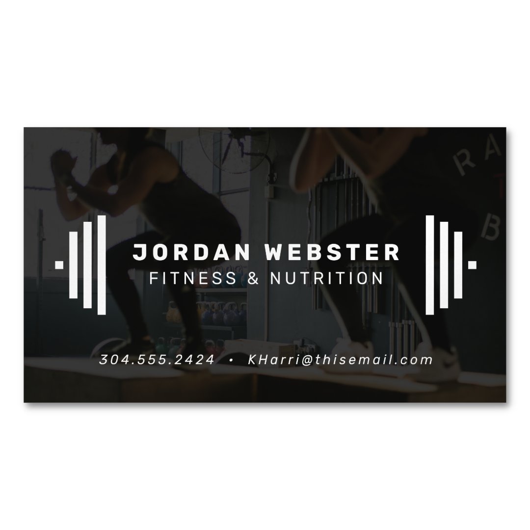 Fitness trainer business card with photo | Zazzle