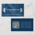Fitness trainer coach modern photo qr code navy business card | Zazzle