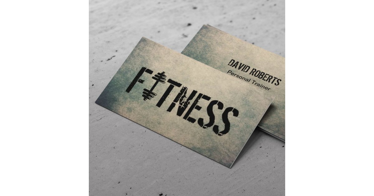 Fitness Trainer Cool Grunge Workout Bodybuilding Business Card | Zazzle