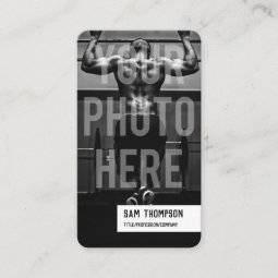 Fitness Trainer Photo & Logo Social Media Icons Business Card | Zazzle