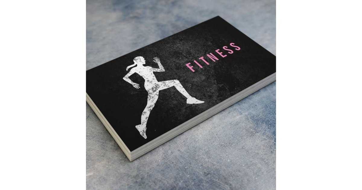 Fitness Trainer Running Girl Professional Business Card | Zazzle