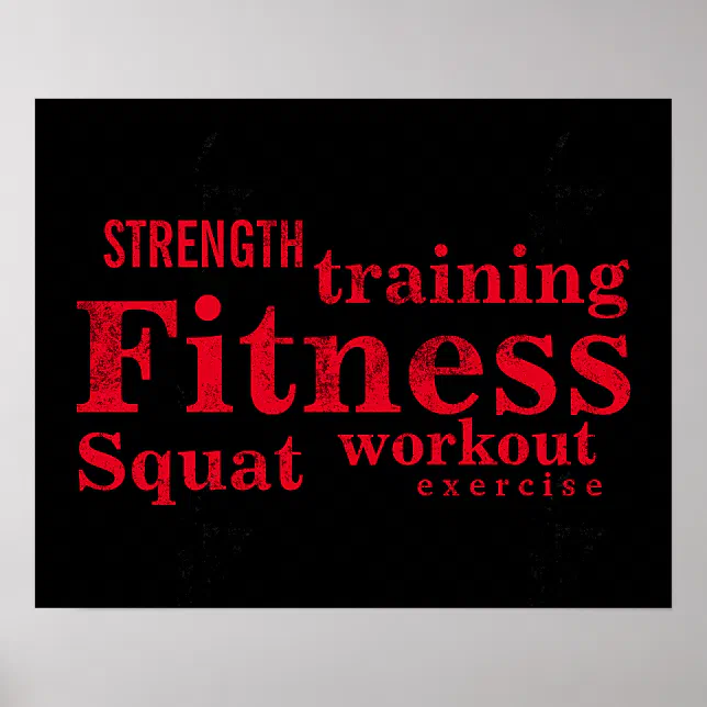 Fitness Training Cool Red Bold Texts GYM Workout Poster | Zazzle