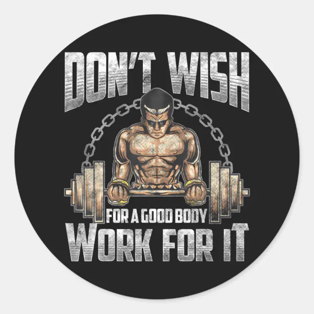 Fitness Weightlifting Barbell and Work Out Classic Round Sticker | Zazzle