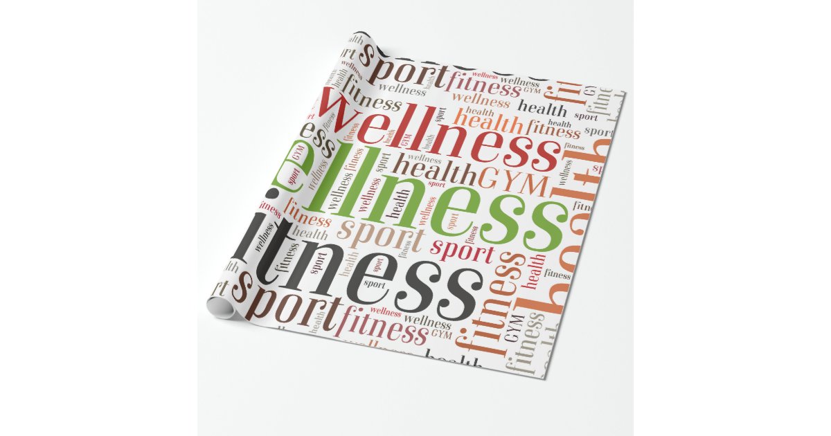 Fitness words wrapping paper | Zazzle