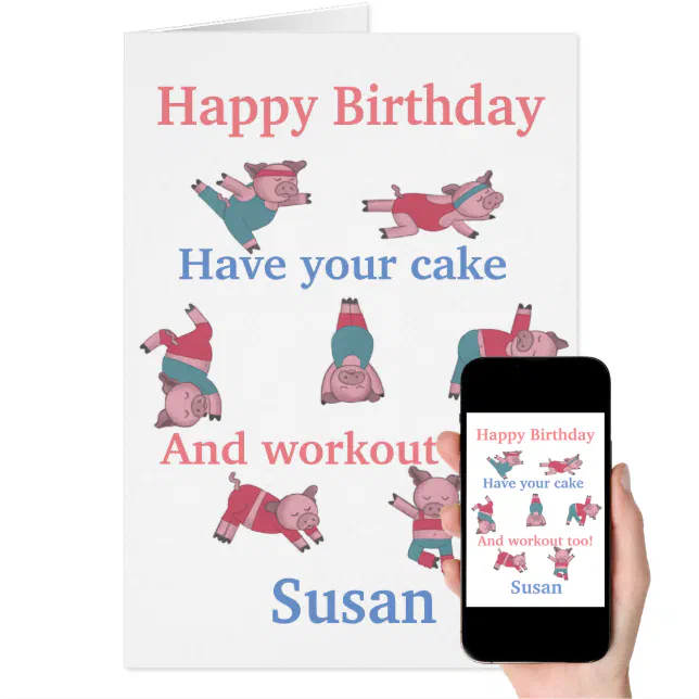 Fitness yoga Birthday Card | Zazzle