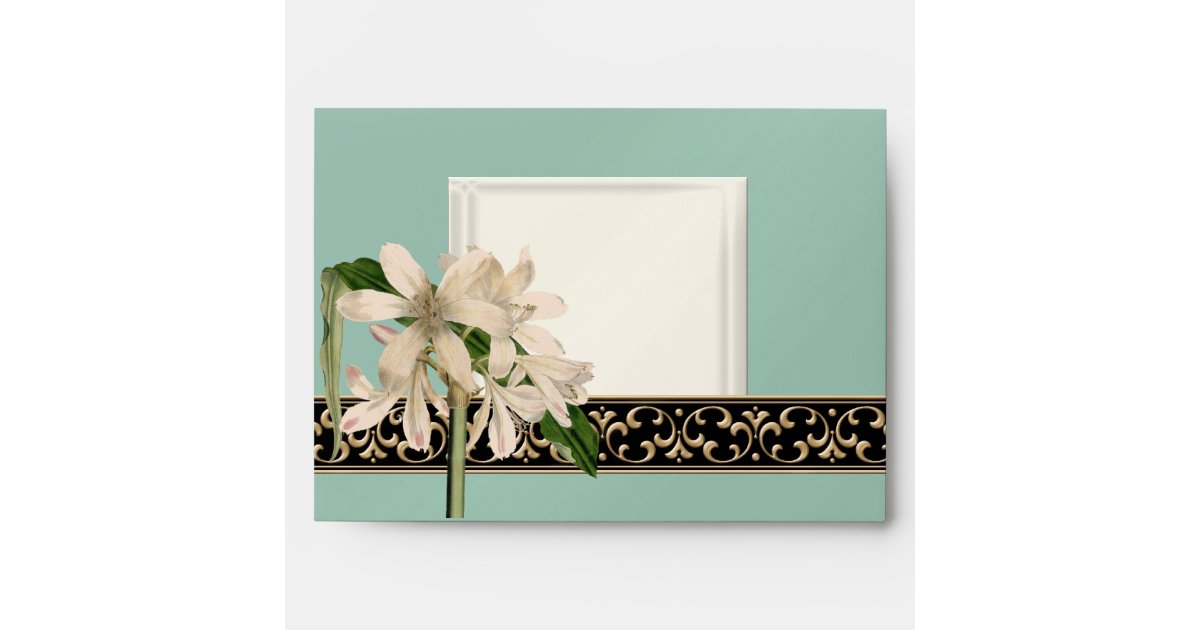 Fits 5x7 Baroque Vintage Lily Gold Invite Envelope | Zazzle