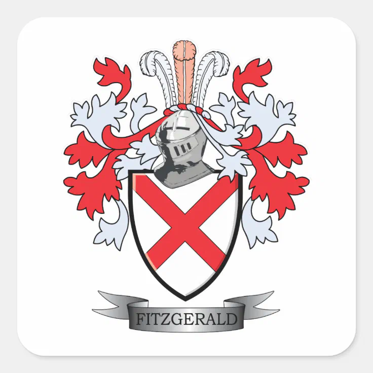 Fitzgerald Coat of Arms Square Sticker | Zazzle