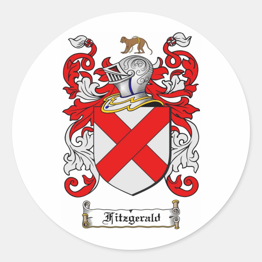 FITZGERALD FAMILY CREST - FITZGERALD COAT OF ARMS CLASSIC ROUND STICKER ...