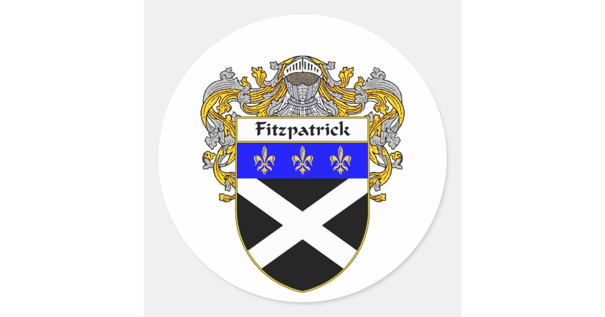 Fitzpatrick Coat of Arms (Mantled) Classic Round Sticker | Zazzle
