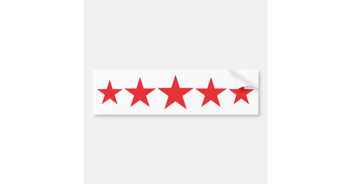 five 5 red stars deluxe bumper sticker | Zazzle