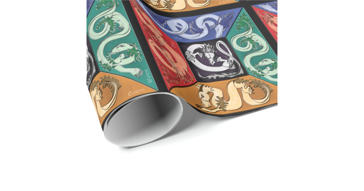 Five Elemental Dragons Wrapping Paper | Zazzle