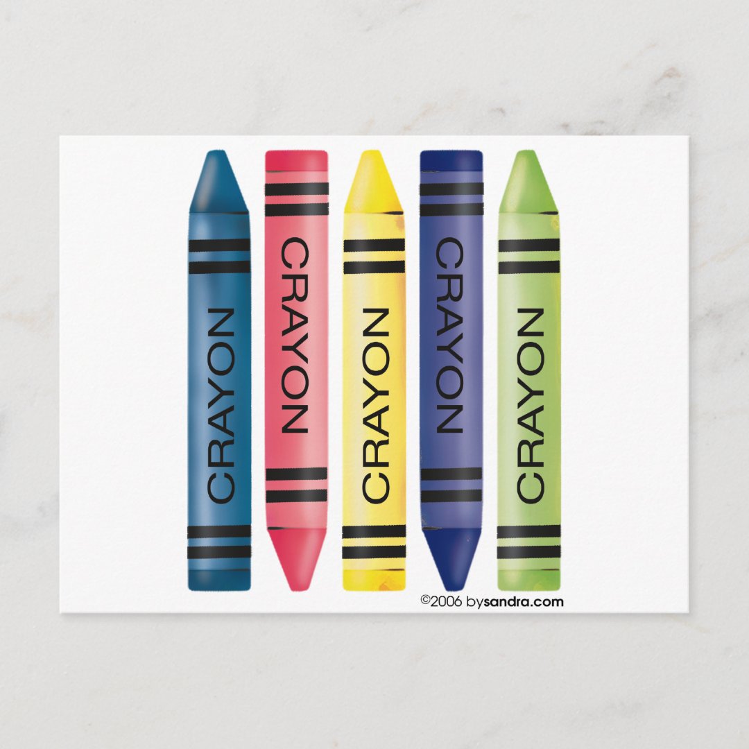 Five fat crayons postcard | Zazzle