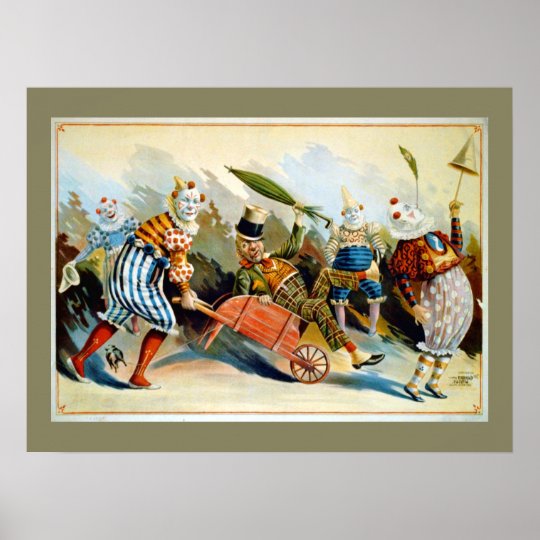 Five French Clowns Vintage Illustration Poster | Zazzle.com