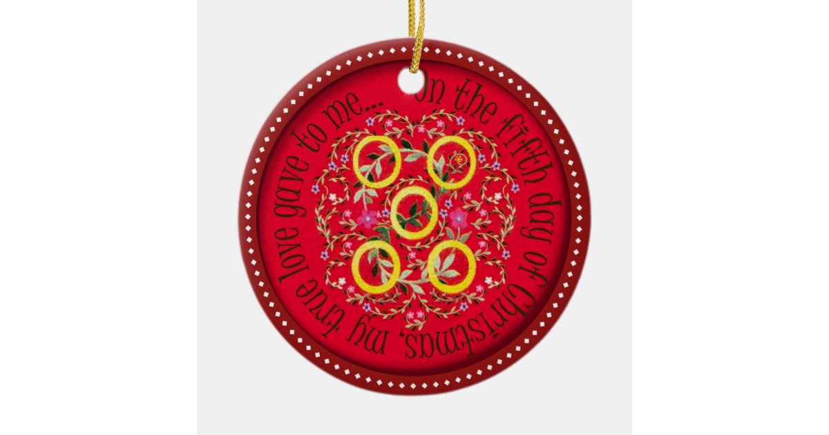 Five Gold rings Ceramic Ornament | Zazzle