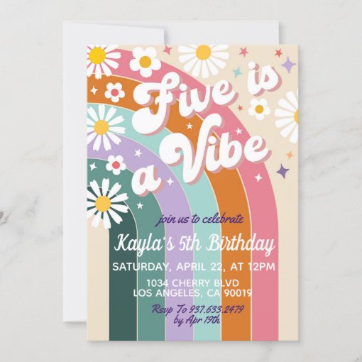 Five is a Vibe 5th Birthday Invitation | Zazzle