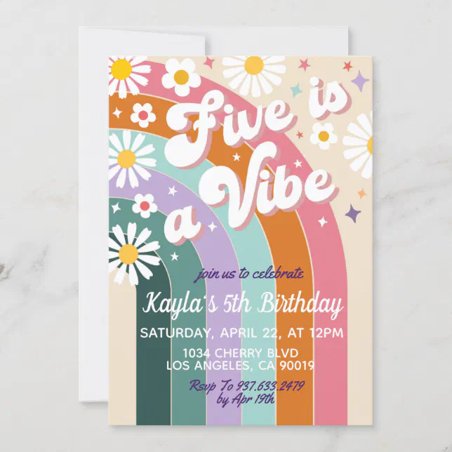 Five is a Vibe 5th Birthday Invitation | Zazzle