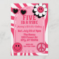 Five is a Vibe, pink retro 5th Birthday Invitation | Zazzle