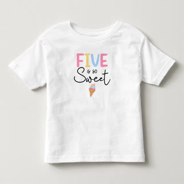 Five Is So Sweet Ice Cream Summer 4th Birthday Toddler T-shirt | Zazzle