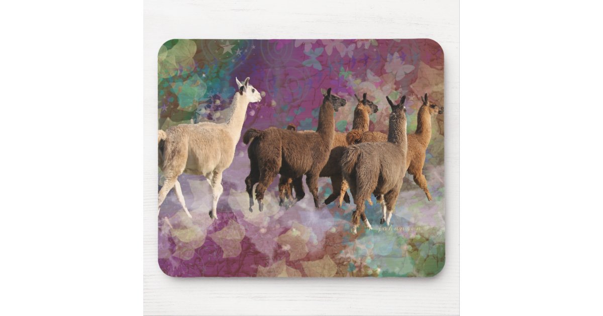Five Llama Cloud Walk Fantasy White & Brown LLamas Mouse Pad | Zazzle