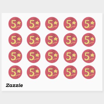 Five Months - Cute Yellow & Red Baby Milestone Classic Round Sticker ...