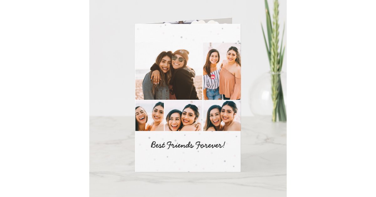 Five Photo Collage Best Friends Celebration Card | Zazzle