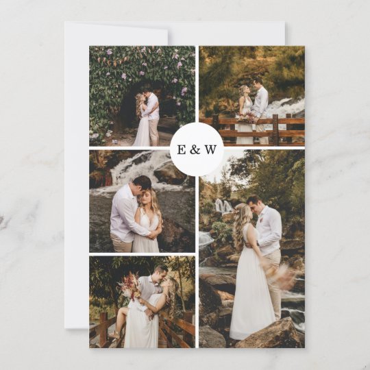 Five Photo Collage Modern Wedding Invitation | Zazzle