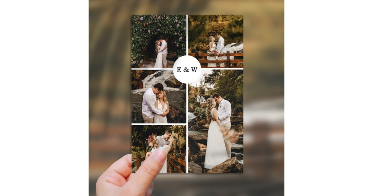 Five Photo Collage Modern Wedding Invitation | Zazzle