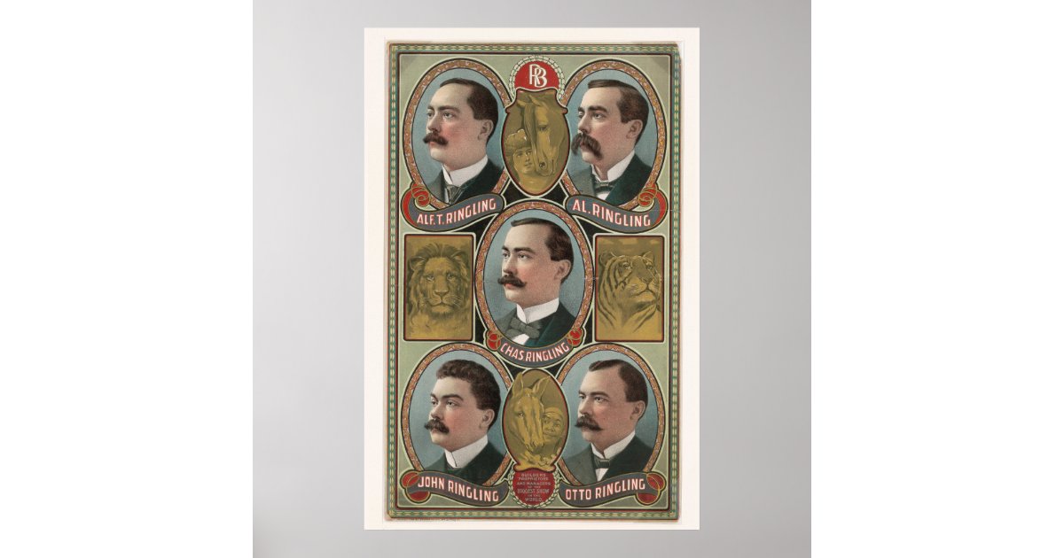 Five Ringling Brother's Bust Portraits Poster | Zazzle