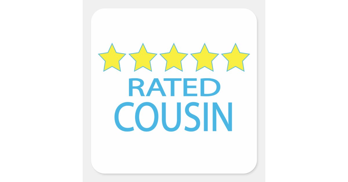 Five Star Cousin Square Sticker | Zazzle