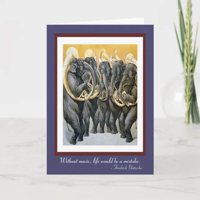 Five Tuba Playing Elephants Card | Zazzle