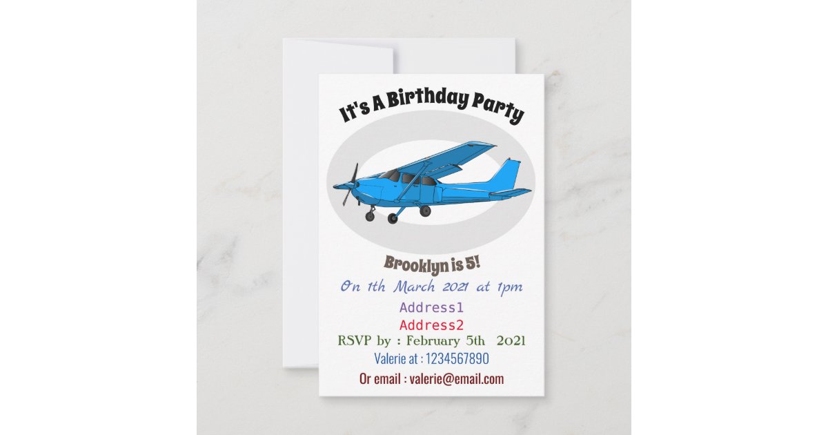 Fixed-wing aircraft cartoon illustration invitation | Zazzle