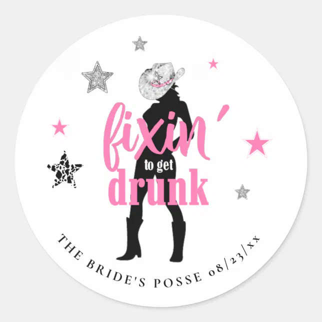 Fixin' The Posse Disco Bachelorette ID925 Classic Round Sticker | Zazzle