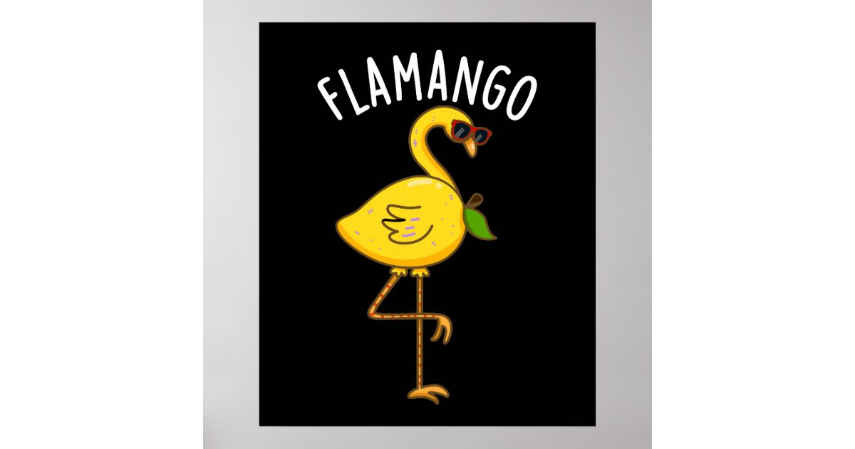 Fla-mango Funny Flamingo Pun Dark BG Poster | Zazzle