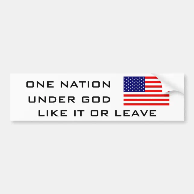 FLAG2, ONE NATION, UNDER GOD, LIKE IT OR LEAVE BUMPER STICKER | Zazzle
