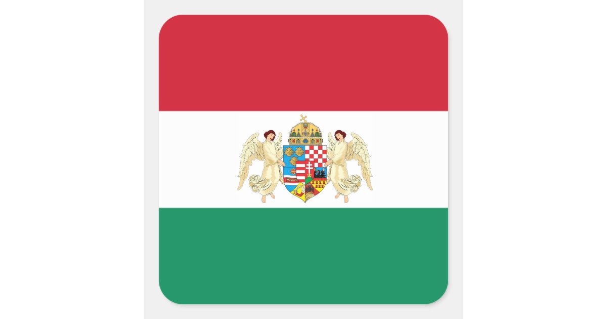 Flag and Coat of Arms - Hungary Square Sticker | Zazzle