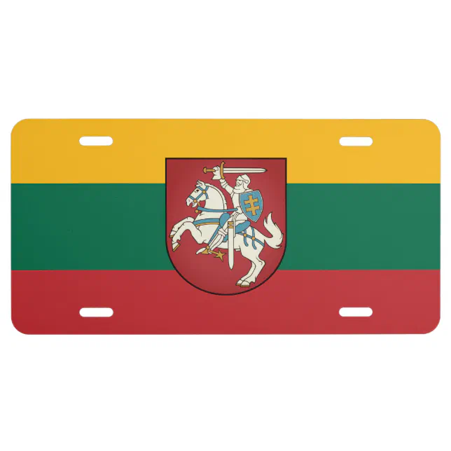 Flag and coat of arms of Lithuania License Plate | Zazzle