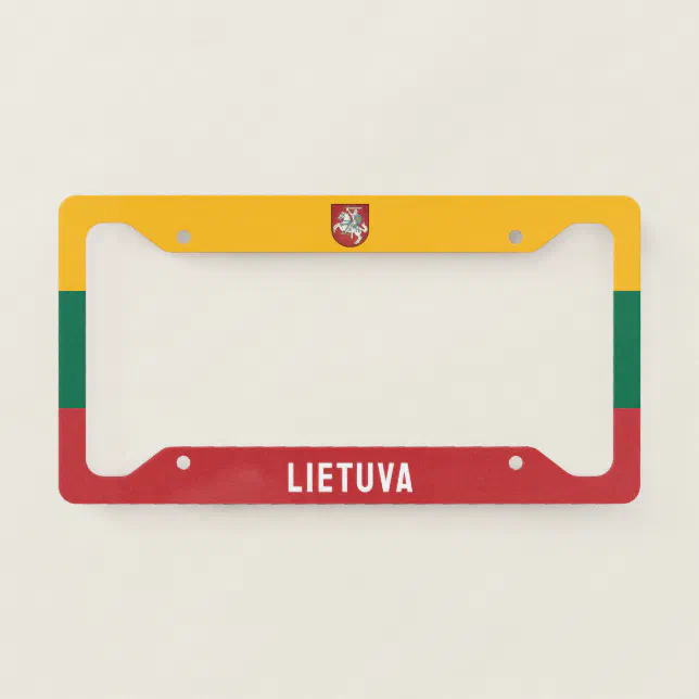 Flag and coat of arms of Lithuania License Plate Frame | Zazzle