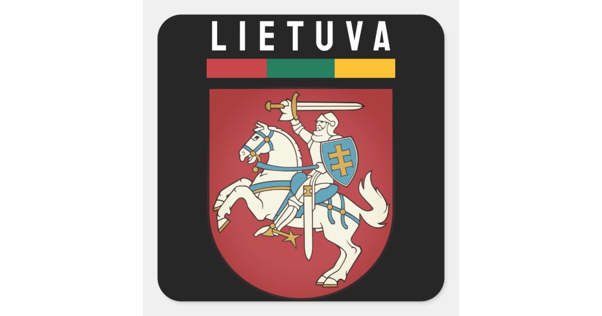 Flag and coat of arms of Lithuania Square Sticker | Zazzle