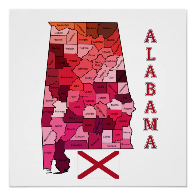 Flag and Map of Alabama Poster | Zazzle