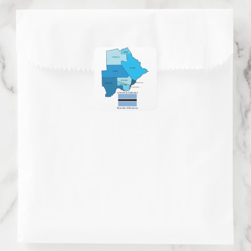 Flag and Map of Botswana Square Sticker | Zazzle