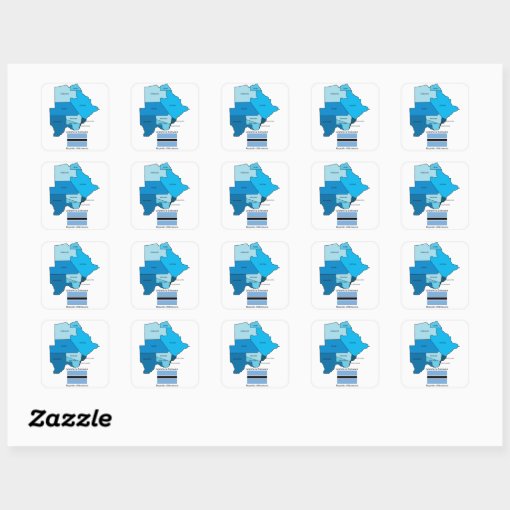 Flag and Map of Botswana Square Sticker | Zazzle