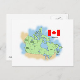 Flag and Map of Canada Postcard | Zazzle