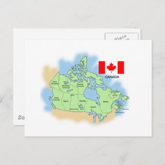Flag and Map of Canada Postcard | Zazzle