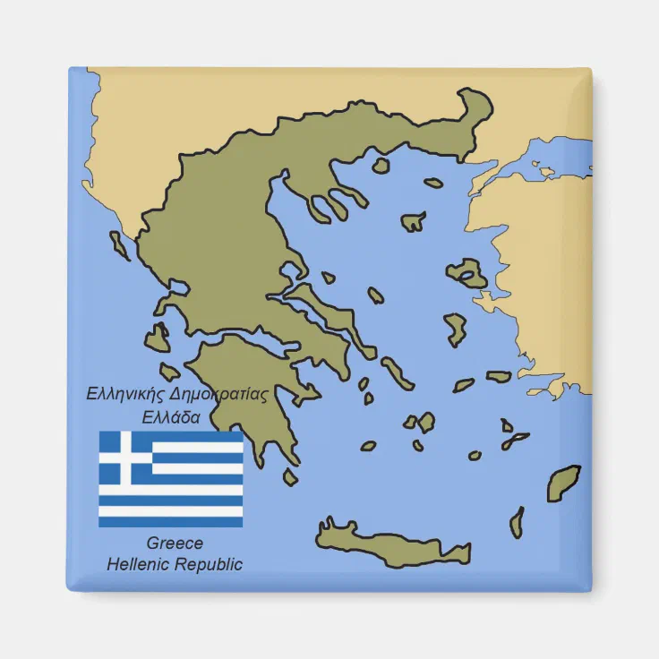 Flag and Map of Greece Magnet | Zazzle