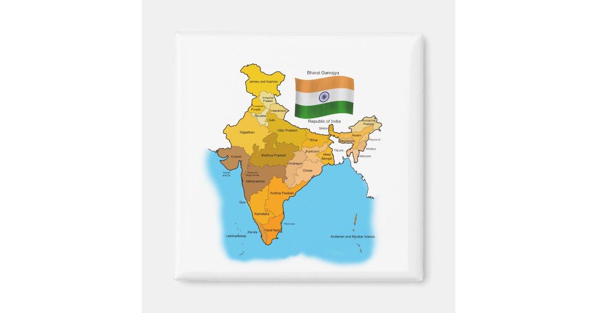 Flag and Map of India Magnet | Zazzle